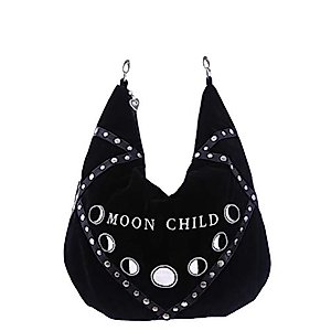 Restyle Moon Child Velvet Hobo Gothic Punk Occult Wicca Day Crossbody Bag Sack