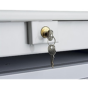 Displays2go Mobile Computer Carts, Locking Drawer, Height Adjustable, Steel, Plastic & MDF Construction – Gray (DWMDCOM)