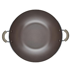 Rachael Ray Cook + Create Nonstick Wok Pan with Side Handles, Oven Safe, Easy to Clean, 14 Inch, Almond