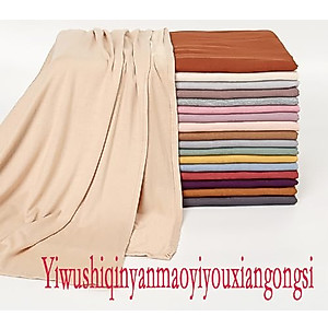 ENSTILER 2PCS Solid Color Jersey Hijab Lightweight Soft Muslim Head Scarf Long Scarf Wrap Scarves for Women (Black, Deep khaki)