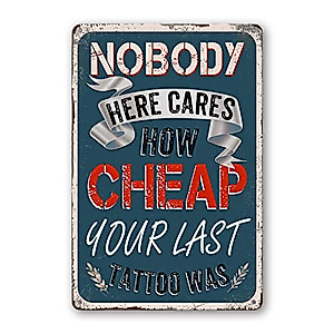 DOSEK Tattoo Metal Sign For Shop Decor Vintage Tin Signs Wall Decoration Of Bars Restaurants Garage Home Cafes Retro Metal Sheet Signs 8''X12''