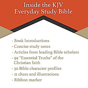 KJV Everyday Study Bible, Black LeatherTouch, Black Letter, Pure Cambridge Text, Study Notes and Comentary, Illustrations, Aricles, Charts, Easy-to-Carry, Easy-to-Read Bible MCM Type