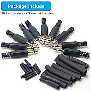 Ancable Replacement 10-Pack TRS Male Plug 3 Pole 1/8" 3.5mm Solder Type DIY Audio Cable Connector for Repair Headphones Headset