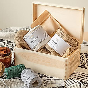 Creative Deco Large Wooden Storage Box with Hinged Lid | 11.8 x 7.87 x 5.51 inches (+-0.5) | Plain Unpainted Gift Box for Tool Toy Shoes Crafts Clothes Jewelry | Rough & UNSANDED Wood Keepsake Chest