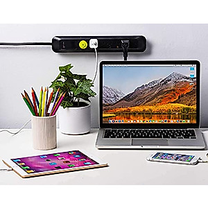 Power Strip Surge Protector with 6 Outlets Heavy Duty 6 ft Extension Cord for Home and Office by Easylife Tech, Black