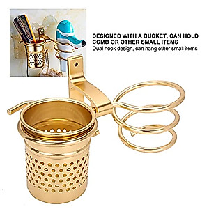 Bathroom Storage Shelf Wall Mount Hair Care Styling Tool Organizer Space Aluminum Hair Dryer Basket for Bathroom Organizer Multipurpose Rack(Gold)