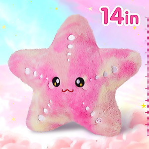 Houwsbaby 12" Light Up Starfish Plush Pillow,Tie-Dyed Sea Star Stuffed Animal,Ideal Festivals Birthdays Children's Day for Kids Girls Boys