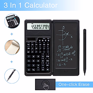Solar Scientific Calculators，Lvesunny Scientific Calculator with Notepad, Large 10-Digit Display Screen, Solar and Battery Power, Ideal for Basic Math, Perfect School Supplies for Students (Solar)