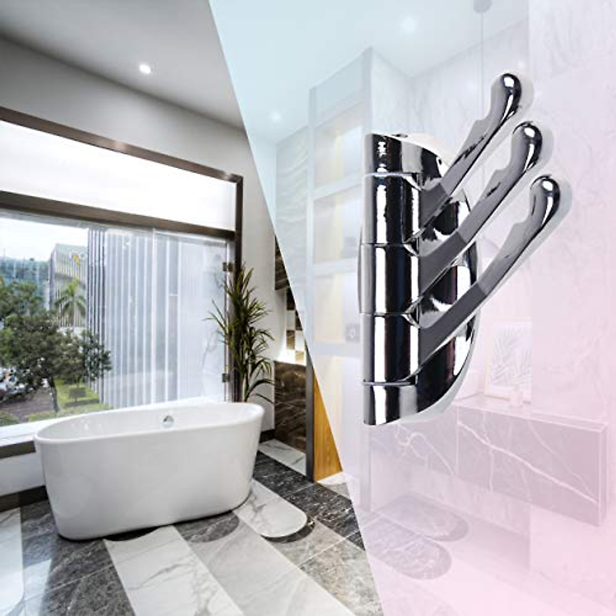 Kare & Kind 1x Stainless Steel Swivel Hook - Foldable, Solid Wall Mount Coat Jacket Holder - Three Swing Arms - for Hanging Wet and Dry Clothes, Towels - Install in Kitchen, Bedroom, Bathroom, Garage