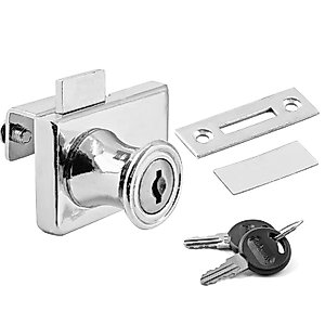 LDEXIN Double Door Display Cabinet Lock with Keys, Zinc Alloy Glass Door Lock No Drill, Cabinet Safety Lock for 5-9mm Thickness Glass