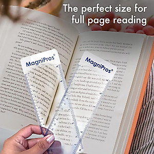 MagniPros(2PACK) Large Full Page 3X Premium Magnifying Sheet Fresnel Lens 7.5" X 10.5"+2 Bonus Ruler Magnifiers+2 Bookmark Lenses-Best Magnifying Set for Reading Small Prints & Low Vision Seniors