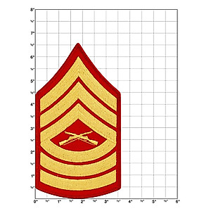 United States Marine Corps USMC chevron gold embroidered on red MSGT Master Sergeant