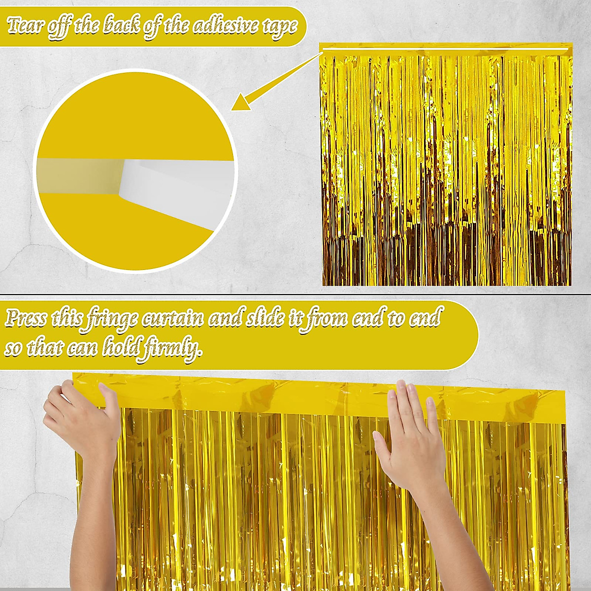 6 Pack Blue Foil Fringe Curtains Party Backdrop, 3.28 x 8.2 ft Metallic Foil Tinsel Fringe Backdrop Door Fringe for Photo Wedding Birthday Bridal Showers Graduation Theme Party Decorations.