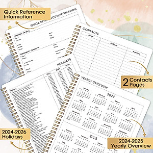 2024 Planner - Planner/Calendar 2024, Jan. 2024 - Dec. 2024, 2024 Planner Weekly and Monthly with Printed Tabs, 8" x 10", Flexible Cover with Thick Paper + Twin-Wire Binding - Waterink