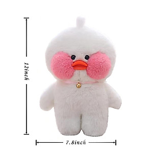 AKMRWJWC White Duck Stuffed Animal Toy Soft Plush Toy for Kids Girls DIY Hugglable Plush Stuffed Toy with Cute Pink Hat and Costume Best Gifts for Christmas (12inch/30cm)