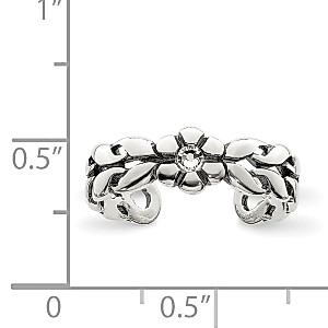 IceCarats 925 Sterling Silver Vintage Rhinestone Crystals Adjustable Toe Ring Open Midi Band Summer Beach Jewelry