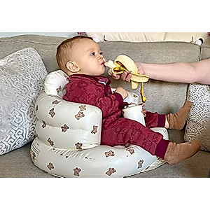 Baby Inflatable Seat for Babies 3-36 Months, Built in Air Pump Infant Back Support Sofa, Infant Support Seat Toddler Chair for Sitting Up, Baby Shower Chair Floor Seater Gifts (Bear Cub)