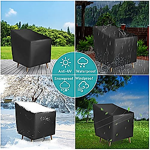 Takytao Patio Chair Covers 27" W x 31" D x 40" H Black for Outdoor Outside Lawn Garden Furniture Waterproof Cloth Covers for Rocking Chair Sofa Couch Deep Seat