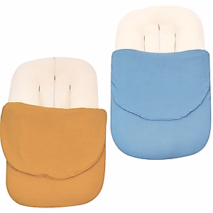 2 Pack Baby Lounger Cover for Newborn, Organic Cotton Muslin Lounger Pillow Case for Babies, Snug Fitted Removable Slipcover, Babynest Cover for Boys & Girls (Orange & Blue)