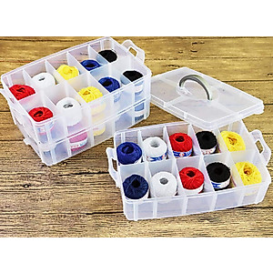 Foraineam 3-Tier Stackable Storage Box Organizer with 30 Adjustable Compartments, Plastic Craft Organizer Case Tool Storage Container Bins for Jewelry Beads Arts and Crafts Beauty Supplies