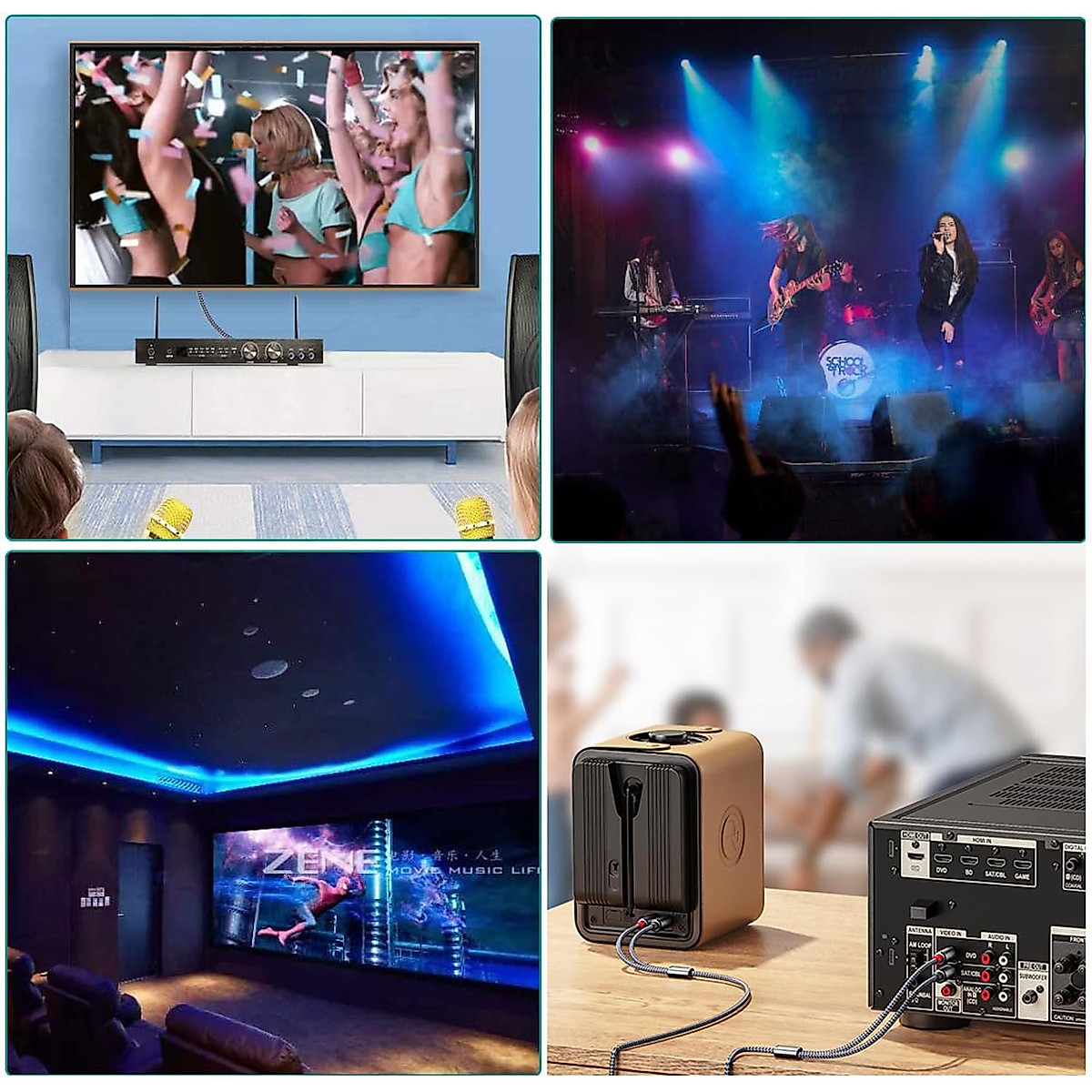 RCA Cable, Goalfish 2RCA Male to 2RCA Male Stereo Audio Cables【2-Pack/4ft, Hi-Fi Sound, Shielded】Braided RCA Stereo Cable for Home Theater, HDTV, Amplifiers, Hi-Fi Systems, Car Audio, Speakers (Grey)