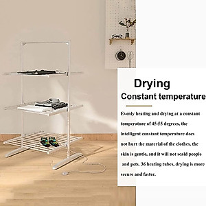 ZJIEX Electric Heated Clothes Airer Dryer 3-Tier Foldable Electric Clothes Dryers Indoor Low Energy Heated Drying Racks 300W 45-55℃ Constant Temperature