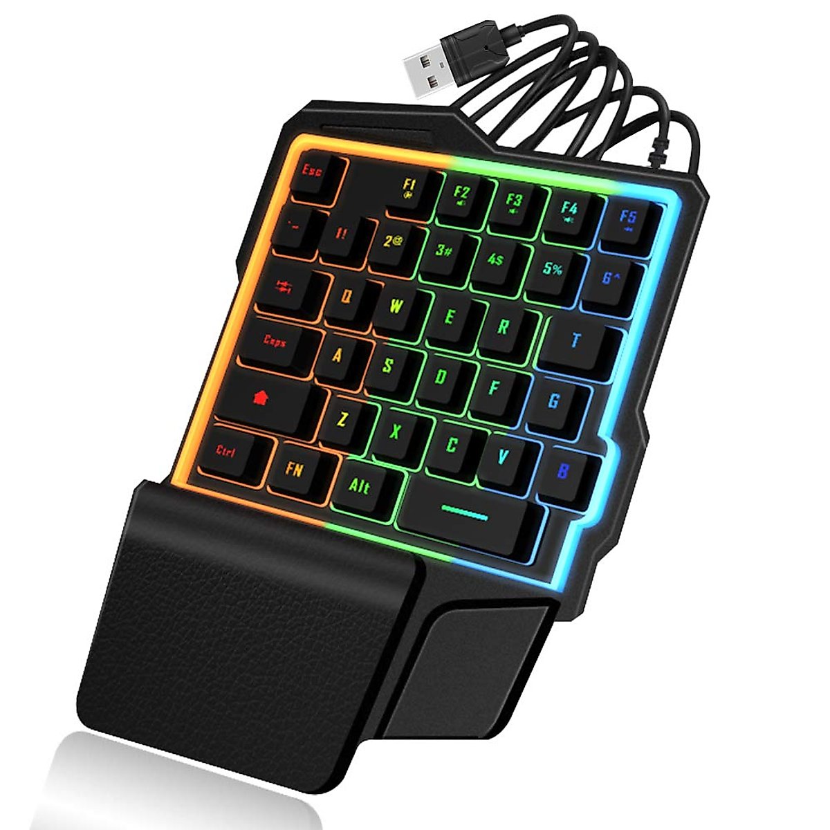 One-Handed Gaming Keyboard RGB Backlit 35 Keys Single Portable Mini Gaming Keypad Ergonomic Game Controller for PC PS4 Xbox Gamer