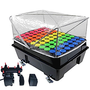 HORTIPOTS Plant Cloning Machine 70 site with Oxygen Bubbler Kit and Extra 1.625 inch 4-Color-Mixed Neoprene Clone Collars Pack of 72