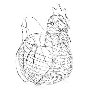 Chicken Shaped Egg Basket, Fruit Storage Wire Basket Rustic Decor Chicken Basket Egg Holder for Home Kitchen Fruit Storage (As Shown)