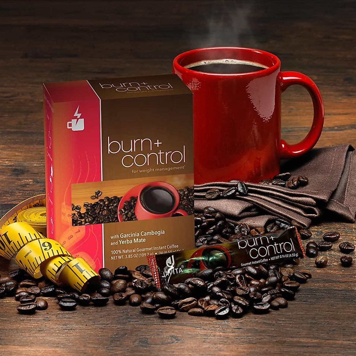 Javita Burn + Control Instant Coffee - Weight Management Herbs, Contains Garcinia Cambogia & Yerba Mate, Slimming Coffee with Help of Exercise, Keto Coffee, Dieters Drink, 24 (4.55g) Sticks