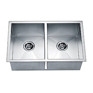 Daweier ESQ270909 Square Sink Equal Double Bowls, 18 Gauge
