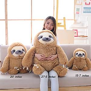 Winsterch Large Fluffy Sloth Stuffed Animal,Plush Stuffed Animals,Big Stuffed Plush Sloth Toy,Birthday Christmas for Kids Boys Girls,Cute Sloth Plushies Toy