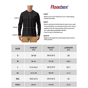 Roadbox Mens UPF 50+ UV Sun Protection Shirts Outdoor Long Sleeve SPF Diving Rash Guard for Fishing Hiking Swimming Black