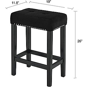 New Classic Furniture Celeste Faux Marble Theater Bar Table with 3 Bar Stool Set, Black Velvet with Black Base
