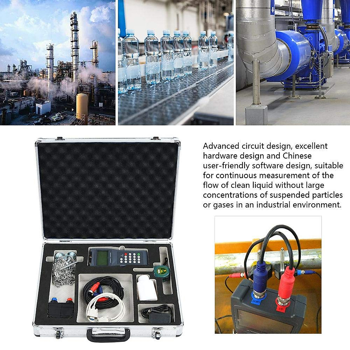 Portable Digital Ultrasonic Flow Meter, Professional TDS-100H Handheld Ultrasonic Flowmeter