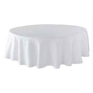 Benson Mills Cameron Textured Fabric Table Cloth, for Everyday Home Dining, Parties, Weddings & Holiday Tablecloths (70" Round, White)