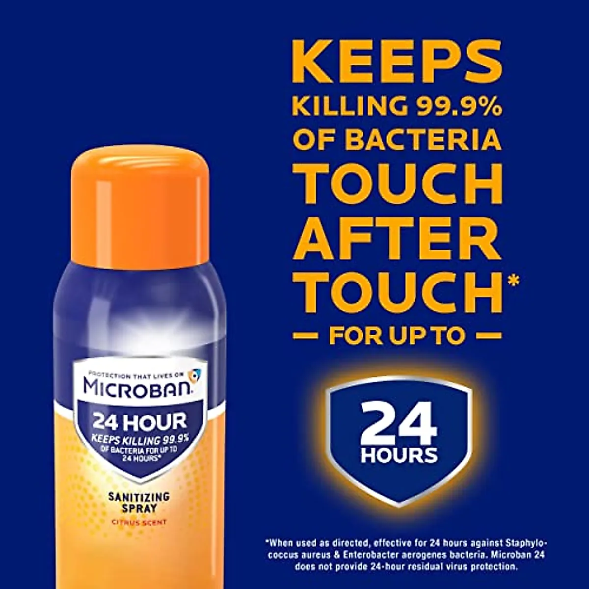 Microban Disinfectant Spray, Travel Size 24 Hour Sanitizing Spray, Citrus Scent, 4 Count (2.8oz Each)