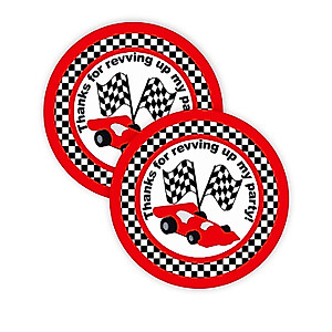 Race Car Party Favor Stickers - 40 Favor Bag Stickers - Race Car Thank You Tag - Race Car Party Supplies - Indy Party Decorations - Stickers B