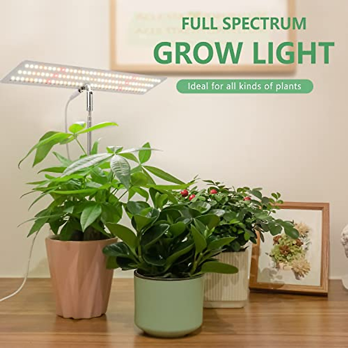 LORDEM Plant Grow Light, Full Spectrum LED Grow Light for Indoor Plants, Growing Lamp with 4 Dimmable Brightness, Auto On/Off Timer 4/8/12H, 26" Height Adjustable, Suitable for Plant Growth