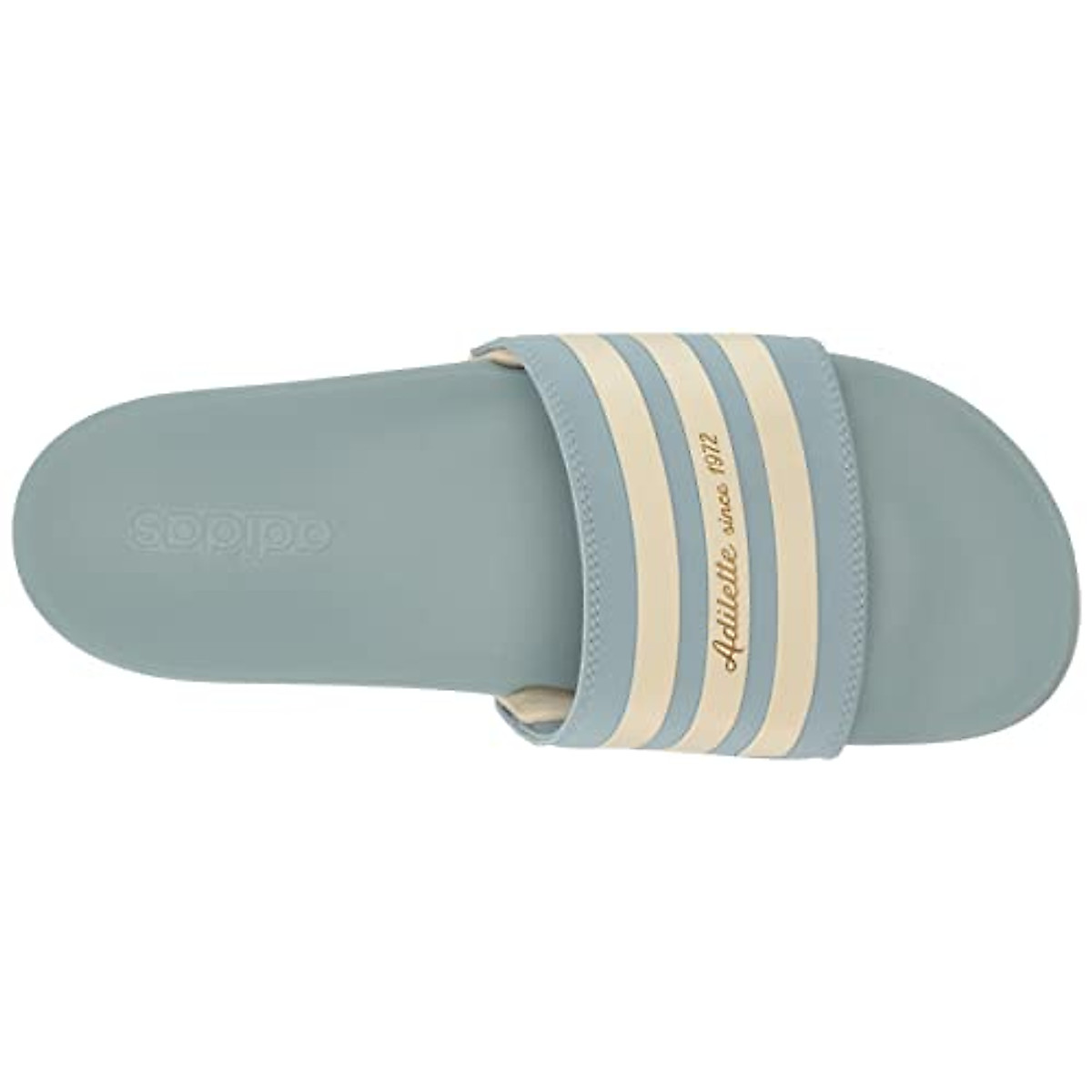 adidas Unisex Adilette Comfort Slide Sandal, Magic Grey/Wonder White/Gold Metallic, 19 US Women
