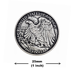 Bezelry 8 Pieces Bald Eagle Coin Style Metal Shank Buttons. 25mm (1 inch) (Antique Silver)