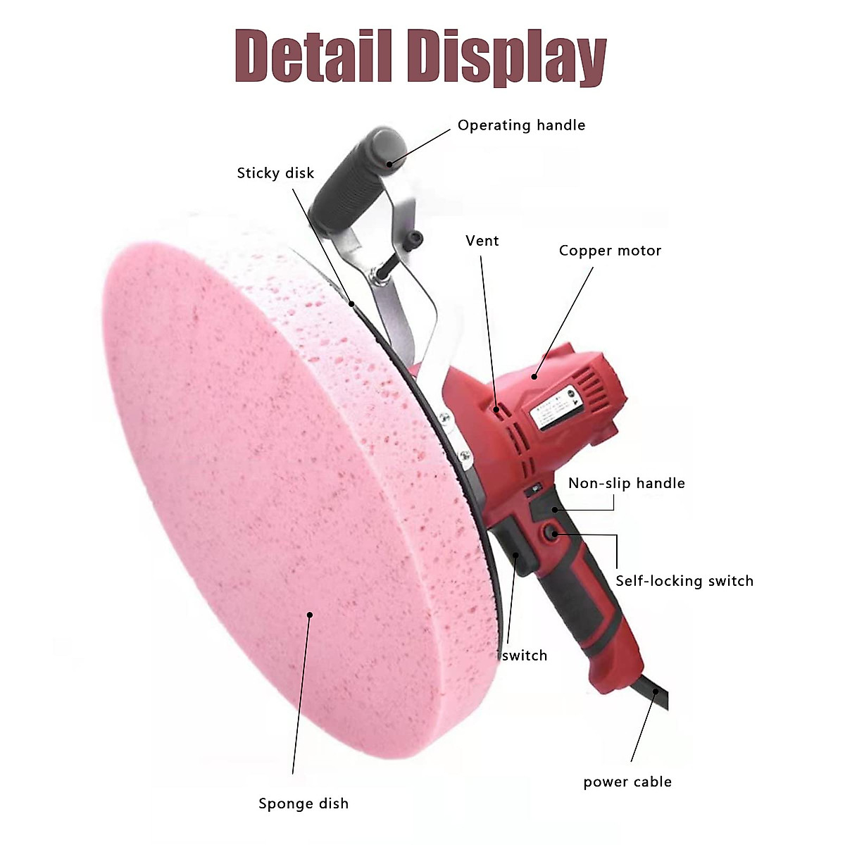 Electric Concrete Trowel Machine Wall Smoothing Polishing Machine with Extension Rod 110V Multi-function Sander Grinder Wall Plasterer Copper Motor 850W