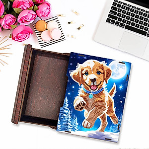 ARTopet DIY Drawer Storage Box Christmas Diamond Art Painting Wooden Tabletop Drawer Organizer Special Shaped Crystal Ornament for Office Home Toiletries Supplies Vanity-Dog
