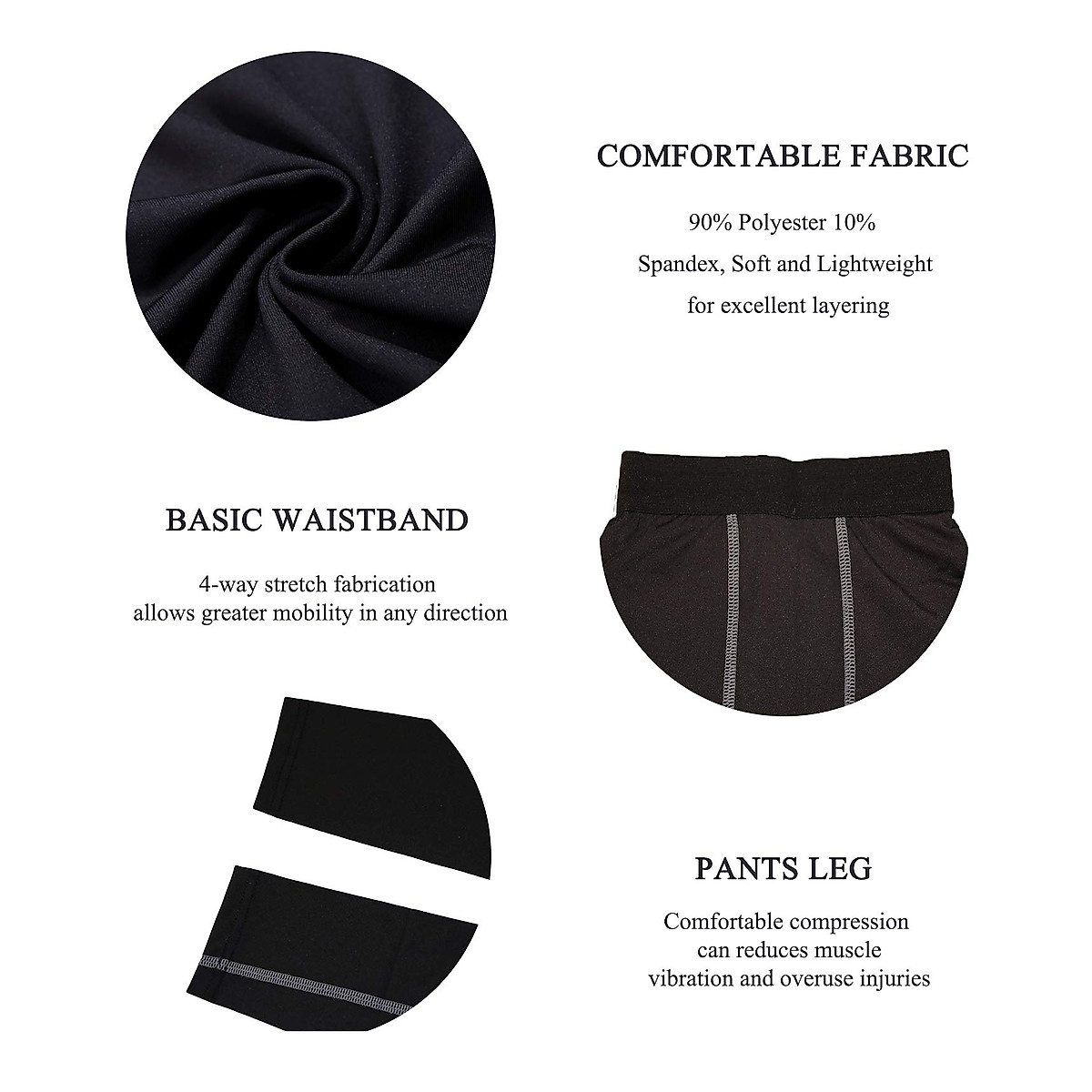 Lanbaosi Boys & Girls Sports Thermal Compression Base Layer Legging/Tights, Black, 7