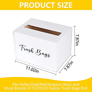 kufoab Trash Bag Organizer, Trash Bag Holder, Kitchen Organizer, Farmhouse Decor Kitchen Storage Organization Rustic Trash Bag Holder Wall Mounted, Wooden Trash Bag Dispenser