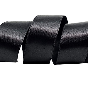 Morex Ribbon Wired Satin Ribbon, 1.5 inch by 10 Yard, Black, 09609/10-613