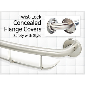 Shelf Grab Bar for Bathroom Shower Tub Kitchen Safety/304 Stainless Steel/Matte Black/ 18" x 5.5"