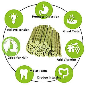 GREMBEB Rabbit Toys,Timothy Hay Stick for Guinea Pig Toy Bunny Chew Toys for Teeth Grinding Hamster Alfalfa Bite Treat Rabbit Molar Food Snack for Pet Rat Chinchilla Squirrel Gerbil-58PCS