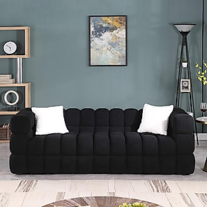 Dolonm Cloud Sofa Couch, Bouclé Fabric Couches for Living Room 84 Inch Modern Sofa for Apartment, Black