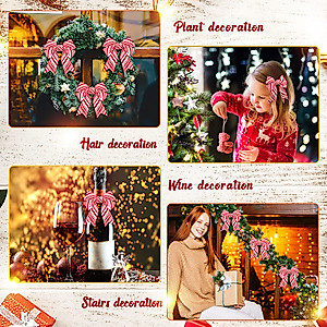 2 Rolls 20 Yards Red and White Striped Ribbons, 2.5 Inch Wide - Candy Cane Glitter Ribbons for Christmas Tree and Gift Wrapping